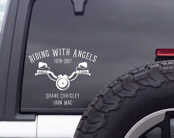 Personalized Memorial Decal Motorcycle Wings Vinyl Decal - Etsy