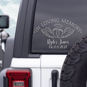 In Loving Memory Decal, Memorial Decal, Angel Wings Decal, Infant Loss ...