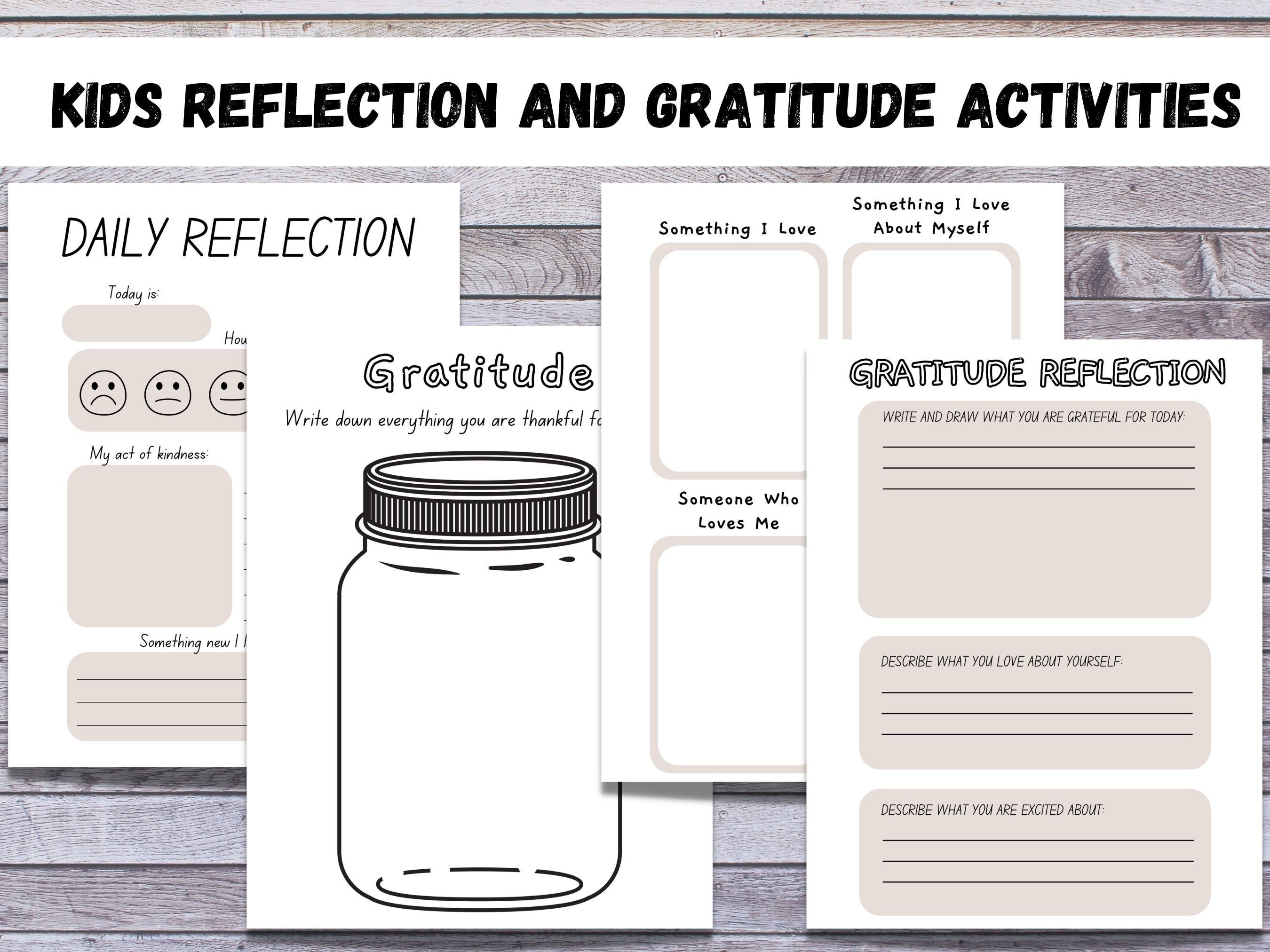 Kids Gratitude & Reflection Worksheets: Mental Health Printable (PDF ...
