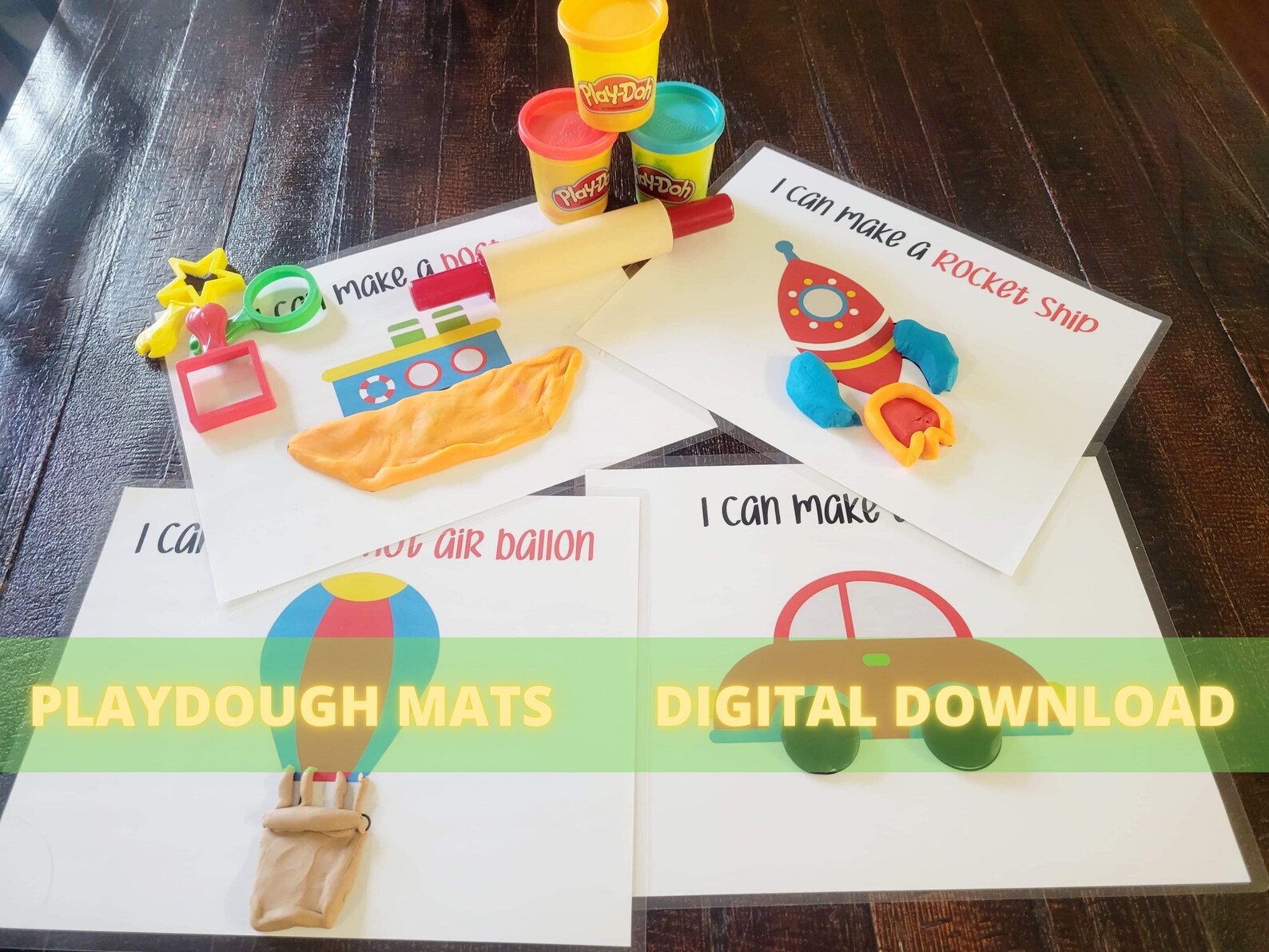 Transportation Learning Play Dough Mats Printable Preschool - Etsy