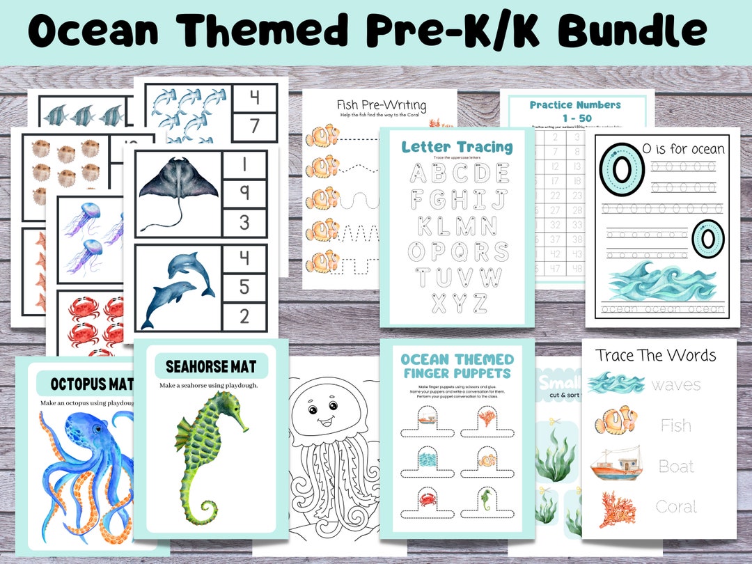 Ocean Themed Preschool/ Kindergarten Learning Bundle, Ocean Printable ...