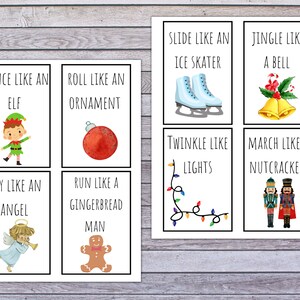 Christmas Movement Cards, Movement Activity, Action Cards, Preschool ...