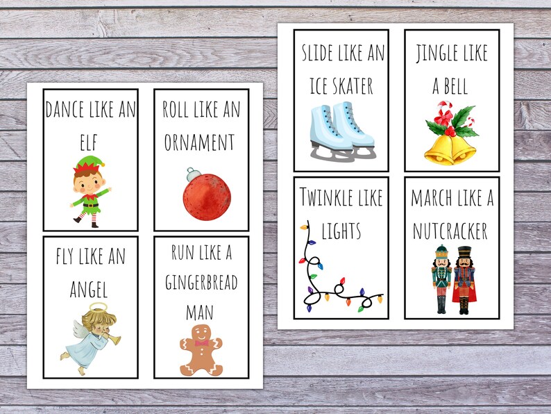 Christmas Movement Cards: Holiday Action Activity (printable) - Etsy