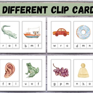 A to Z Beginning Sounds Clip Cards, Preschool Printable, Kindergarten ...