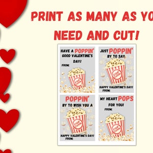 Popcorn Valentines Day Card| Printable Popcorn Valentines Cards for ...