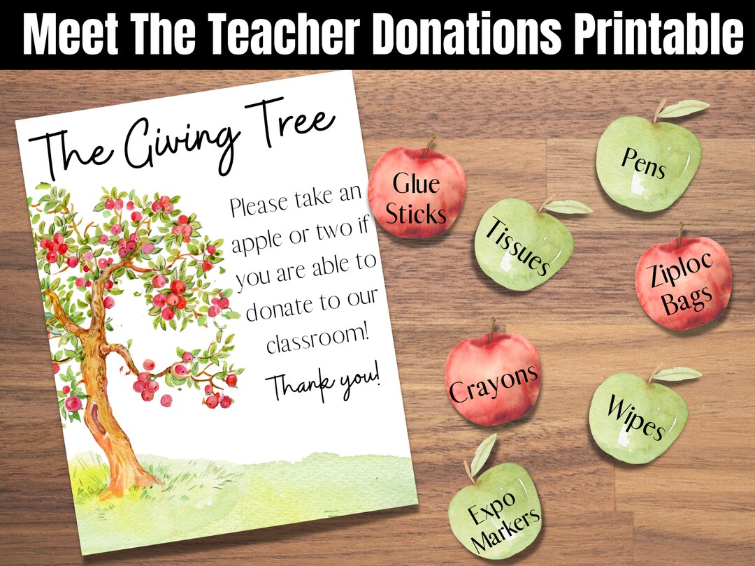Meet the Teacher Donation Printable: Giving Tree Classroom Decor ...