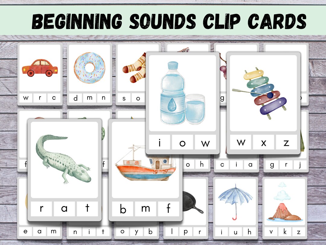 A to Z Beginning Sounds Clip Cards, Preschool Printable, Kindergarten ...