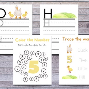 Duck Themed Preschool Learning Bundle, Printable Activity, Preschool ...