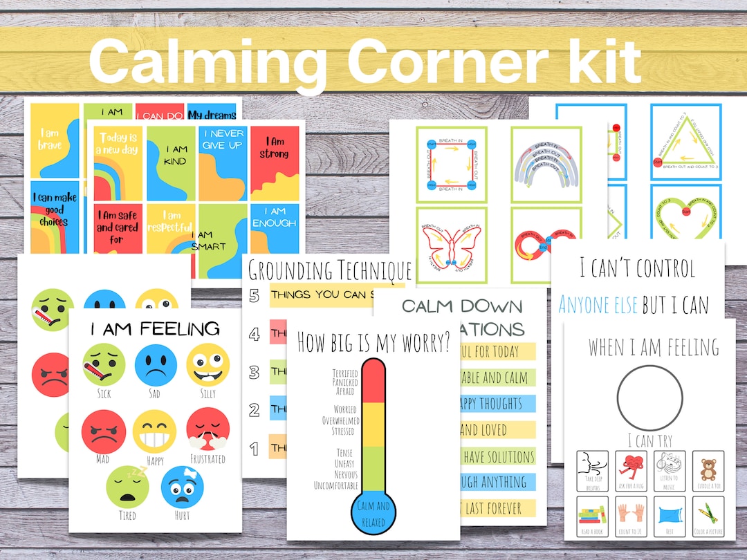 Calm Down Corner Kit for Kids With Mindfulness Breathing Cards ...