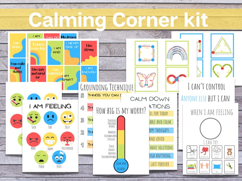 Calm Down Corner Kit for Kids With Mindfulness Breathing - Etsy