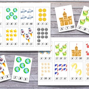 Printable Clip Cards Bundle, Montessori Counting Cards, Clip Cards ...