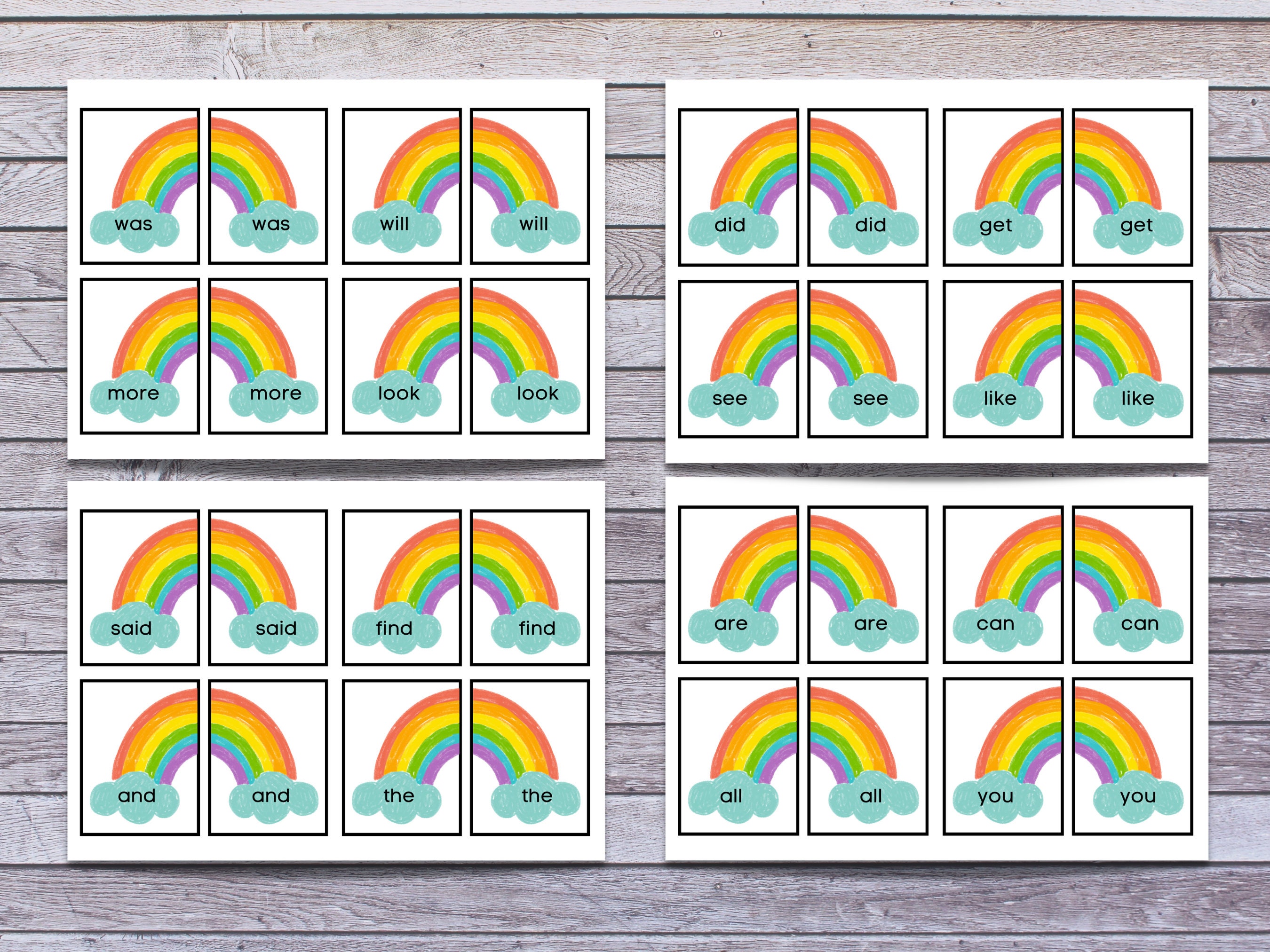 Sight Word Matching Printable Spelling Game Kindergarten - Etsy