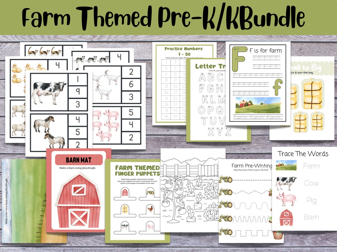 Farm Themed Preschool/ Kindergarten Learning Bundle, Spring Printable ...