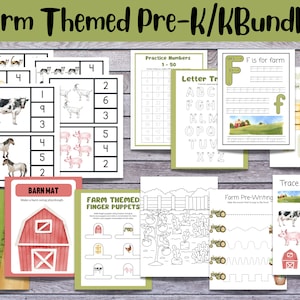 Farm Themed Preschool/ Kindergarten Learning Bundle, Spring Printable ...