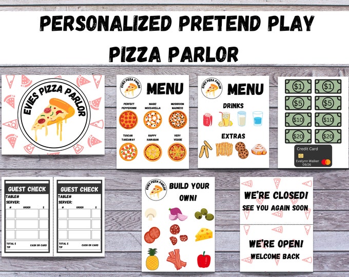 Pizza Shop Pretend Play, Dramatic Play for Kids, Pretend Play Menus ...