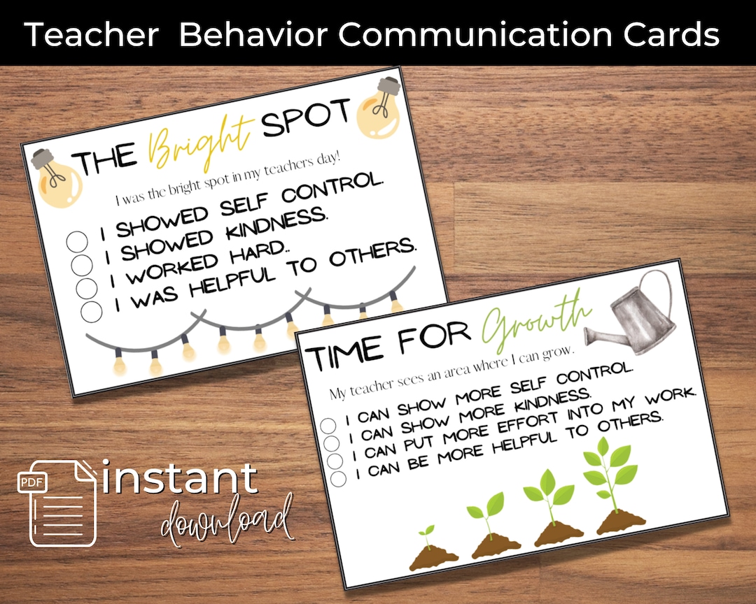 Teacher Printable Behavior Cards, Classroom Management Printable ...