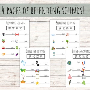 Kindergarten First Grade Consonant Blends Activity | Digital Download ...