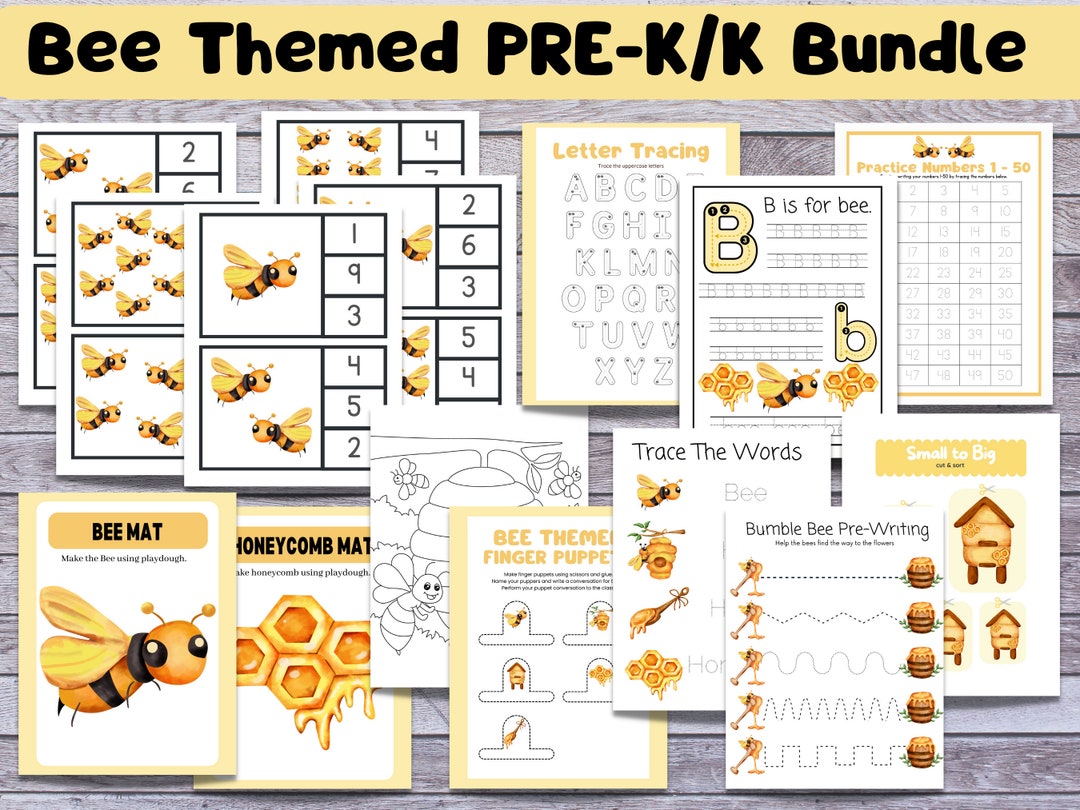 Bee Themed Preschool/ Kindergarten Learning Bundle, Spring Printable ...