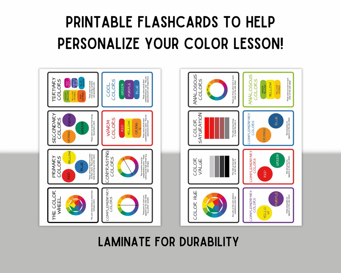 Color Theory Learning Unit: Printable Worksheets & Flashcards (digital ...