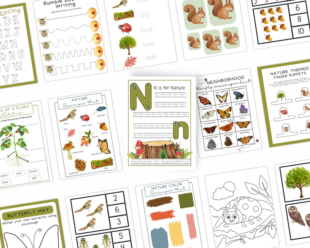 Nature Themed Preschool/ Kindergarten Learning Bundle, Nature Printable ...