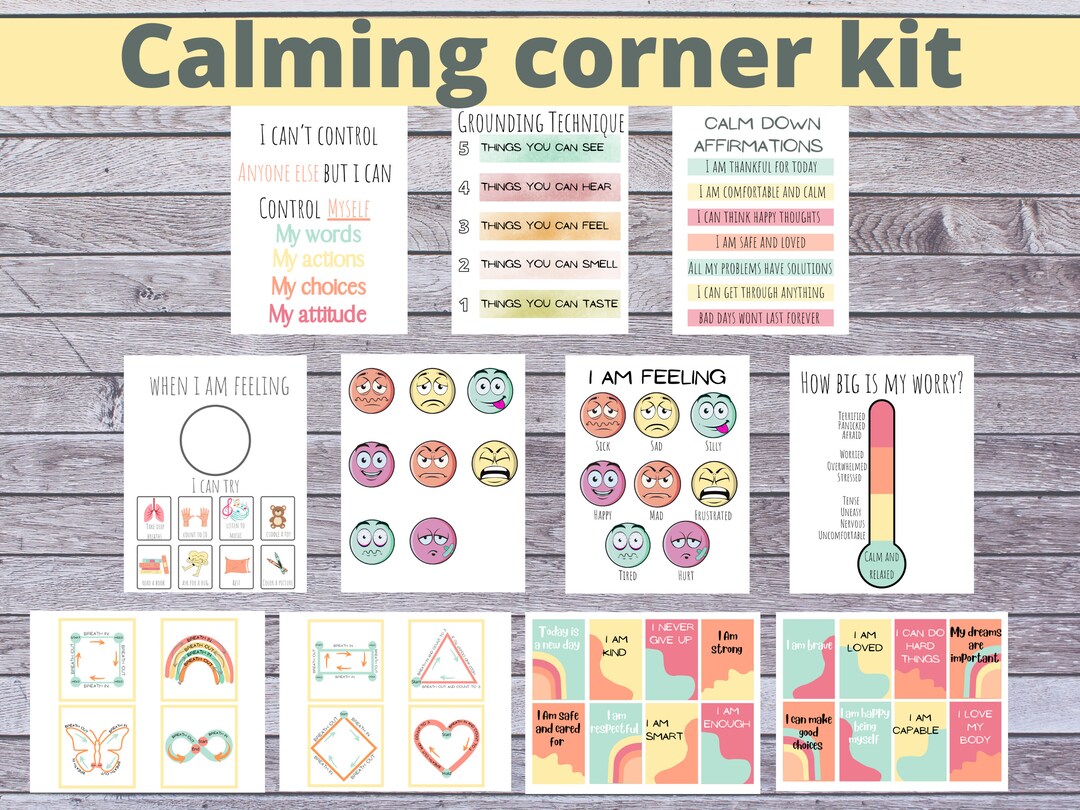 Calm Down Corner Kit for Kids With Mindfulness Breathing Cards ...