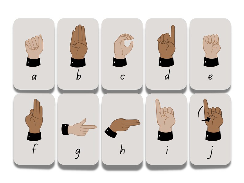 American Sign Language Alphabet-sign Language Flash Cards-print and Cut ...