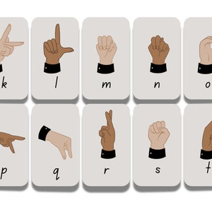 American Sign Language Alphabet-sign Language Flash Cards-print and Cut ...