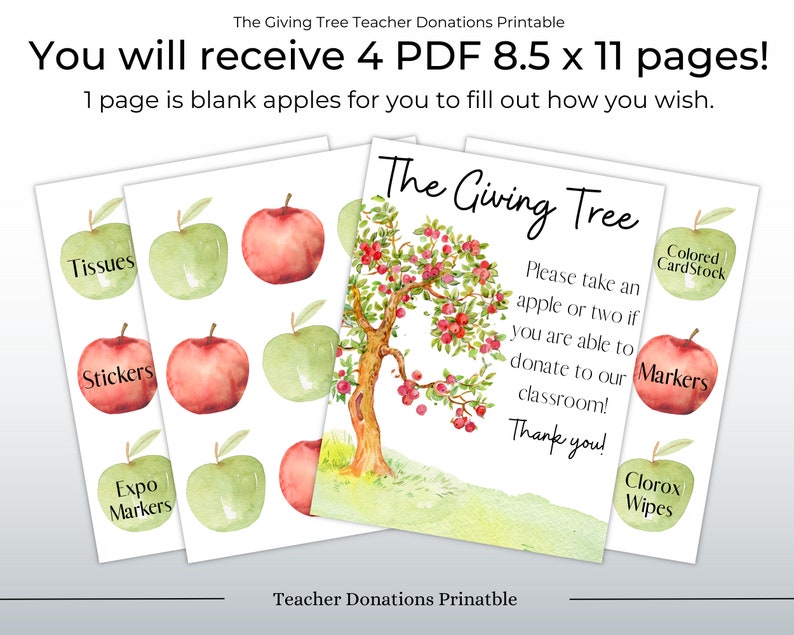 Meet the Teacher Donation Printable: Giving Tree Classroom Decor ...