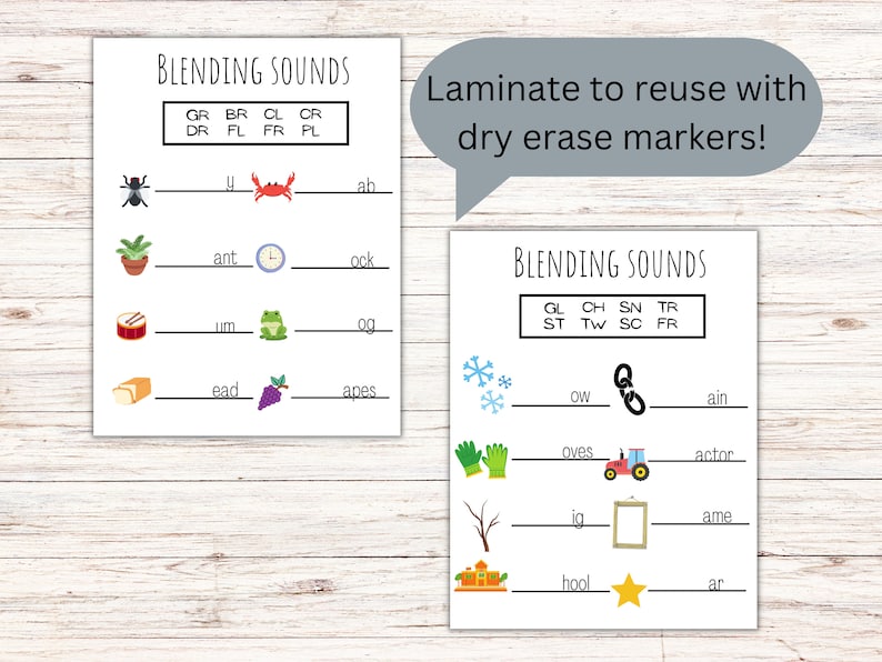 Kindergarten First Grade Consonant Blends Activity Digital Etsy
