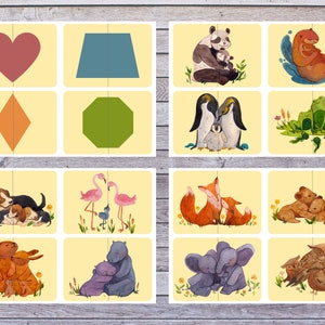 Animal Themed Matching Cards Bundle, Toddler Matching Activity ...