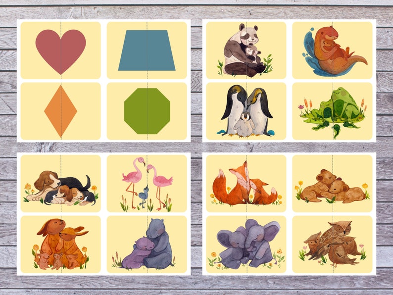 Animal Themed Matching Cards Bundle Toddler Matching - Etsy