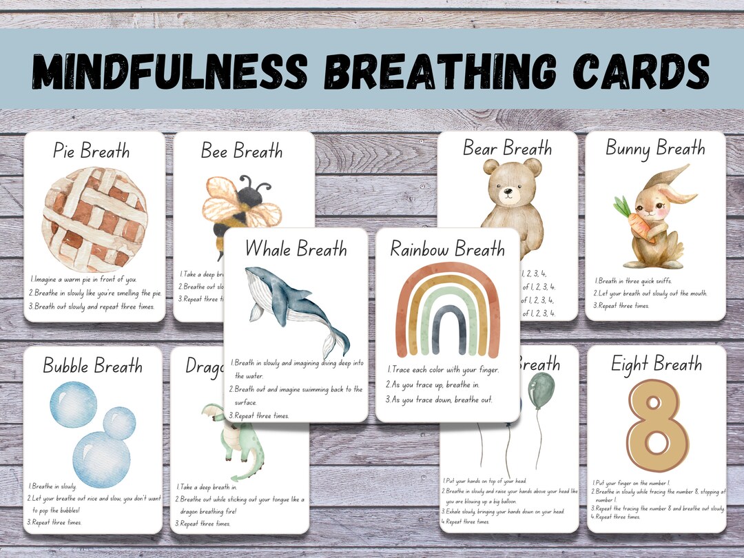 Mindfulness Breathing Exercise Cards for Kids: Calming Strategies (PDF ...