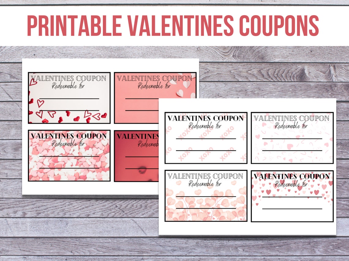 Printable Valentines Day Coupons, Printable Date Vouchers, Printable ...