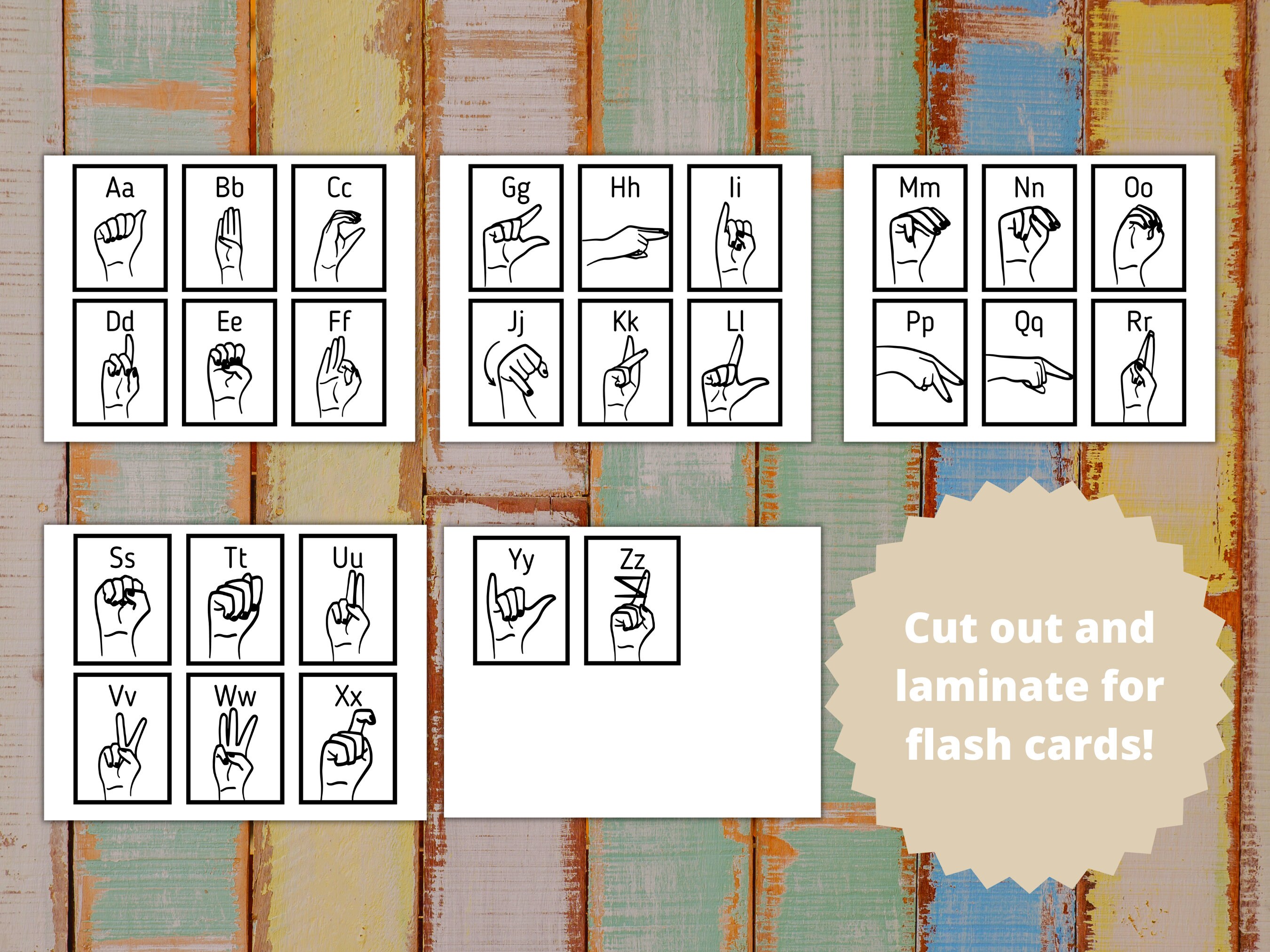 American Sign Language Alphabet-sign Language Flash - Etsy