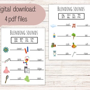Kindergarten First Grade Consonant Blends Activity | Digital Download ...