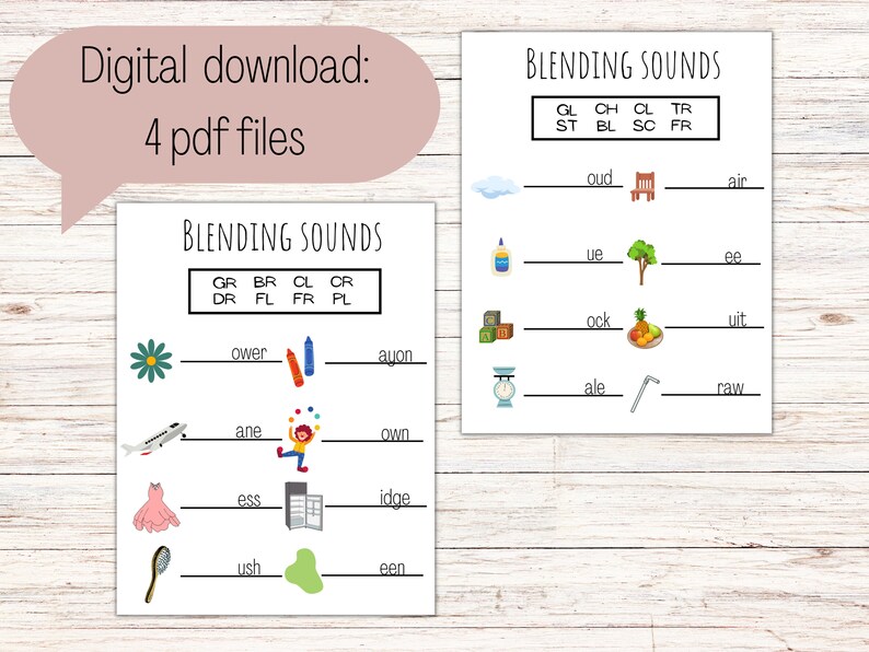 Kindergarten First Grade Consonant Blends Activity Digital - Etsy