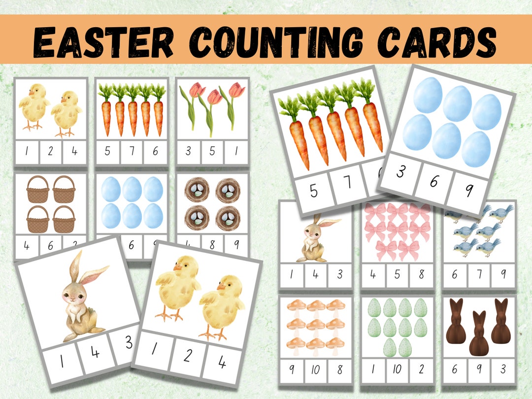 Easter Spring Counting Cards| Activity for Preschool | Preschool Easter ...