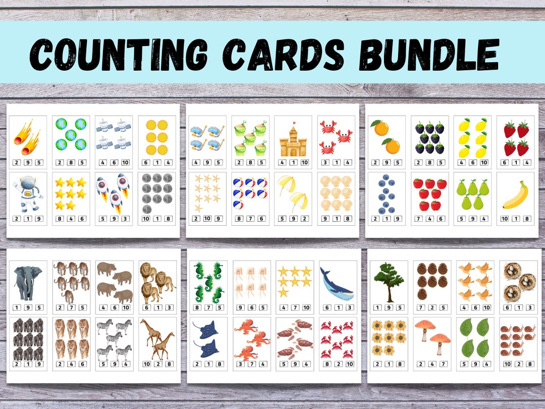 Printable Clip Cards Bundle, Montessori Counting Cards, Clip Cards ...
