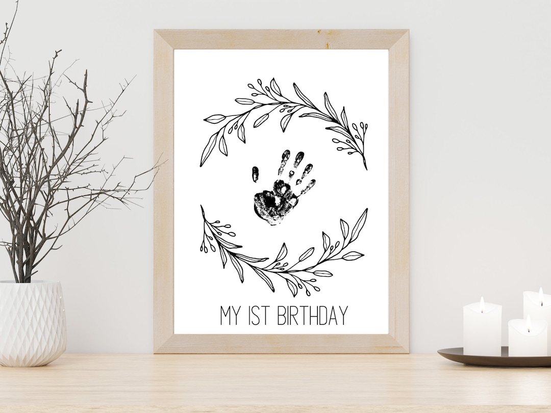 First Birthday Handprint Art: Baby Keepsake (PDF Download) - Etsy
