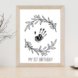First Birthday Handprint Art: Baby Keepsake (PDF Download) - Etsy