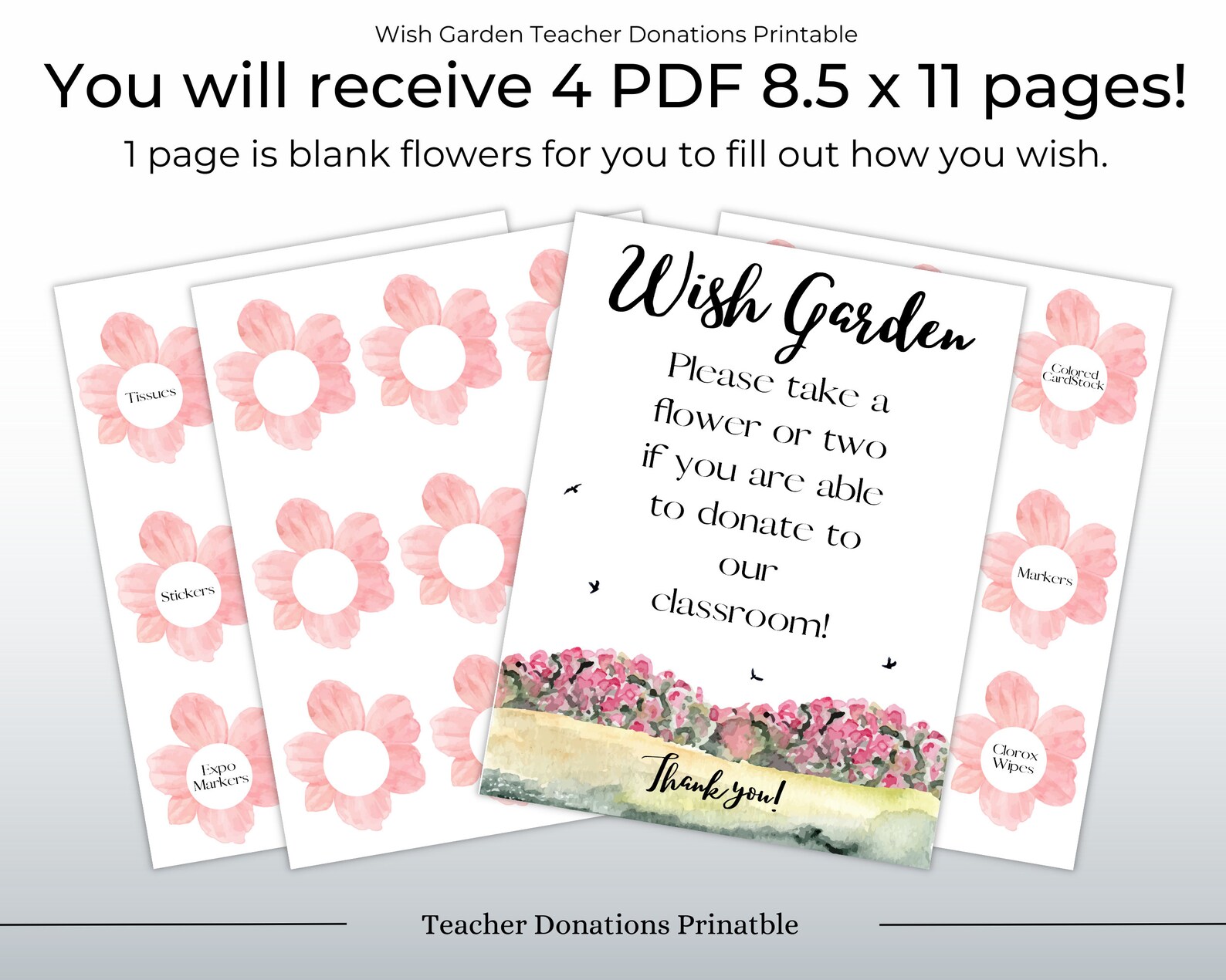 Meet the Teacher Wish Garden Printable: Classroom Donations (PDF) - Etsy