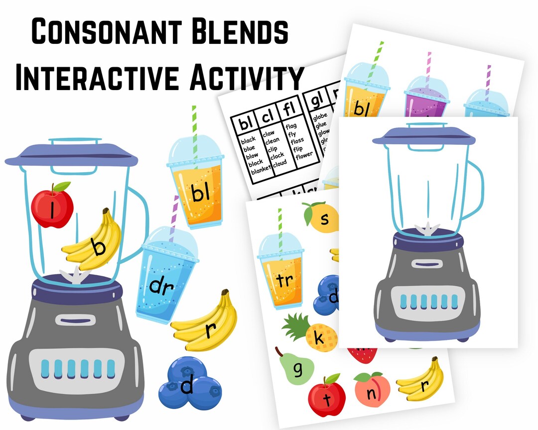 Consonant Blend Interactive Literacy Skills, Printable Consonant Blends ...