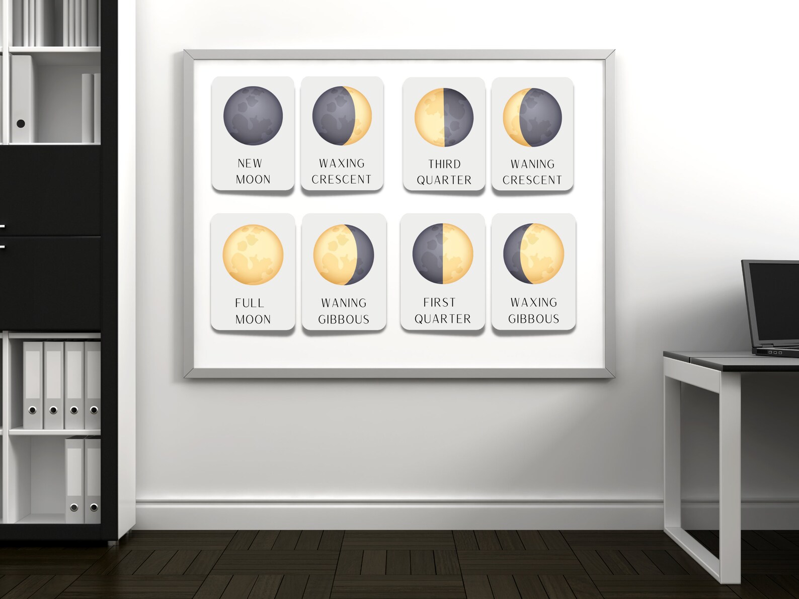 Moon Phases Flashcards, Homeschool Montessori Materials, Toddler Flash ...
