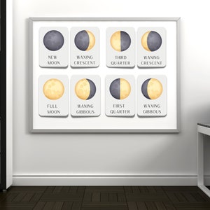 Moon Phases Flashcards, Homeschool Montessori Materials, Toddler Flash ...