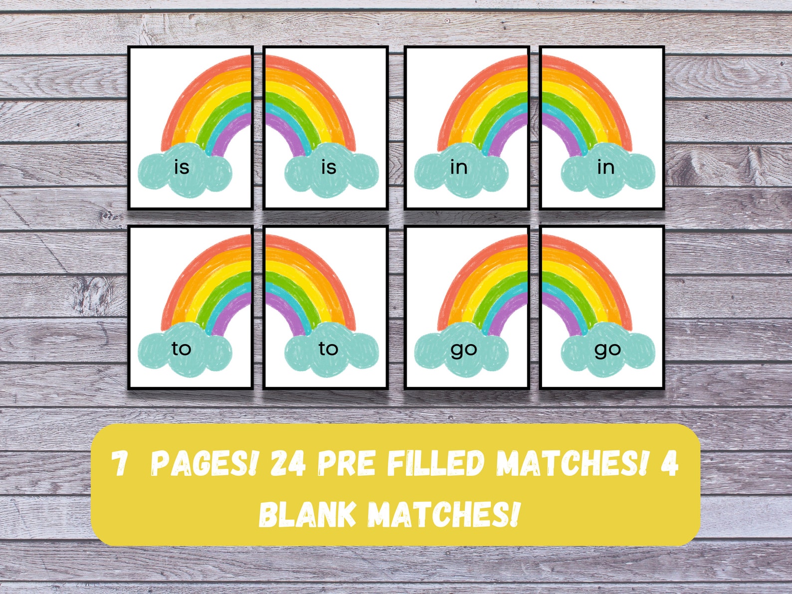Sight Word Matching, Printable Spelling Game, Kindergarten Sight Words ...