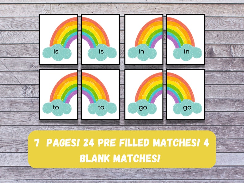 Sight Word Matching Printable Spelling Game Kindergarten - Etsy