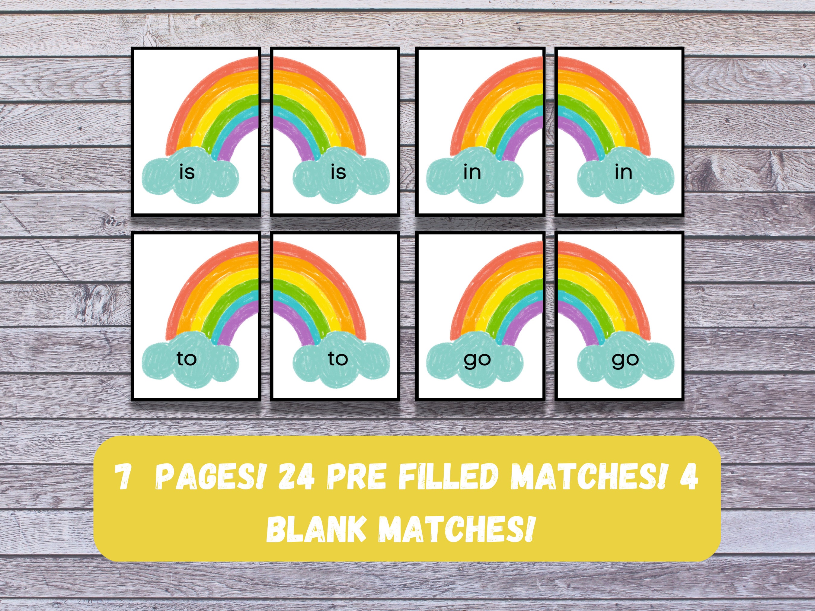 Sight Word Matching Printable Spelling Game Kindergarten - Etsy