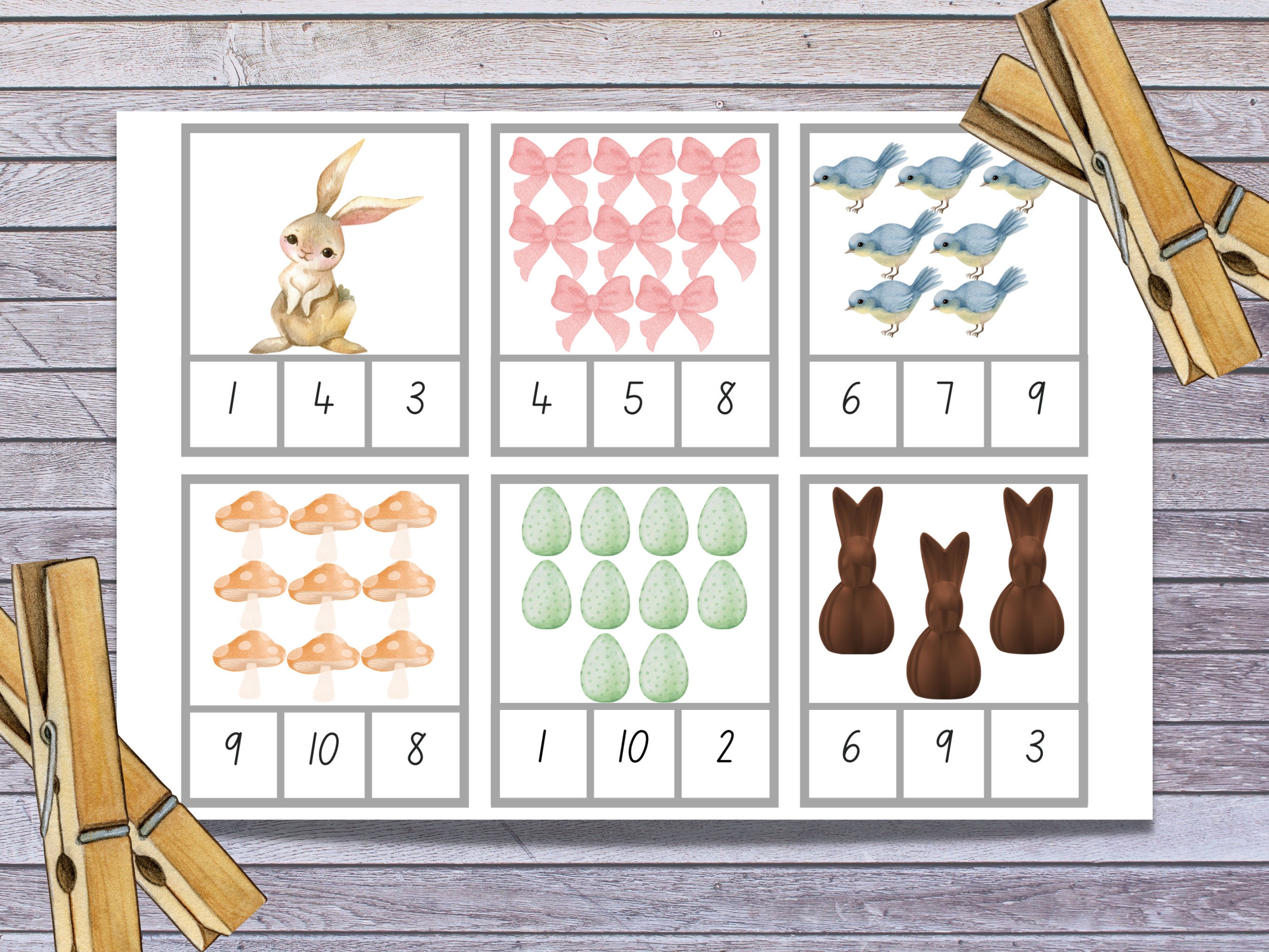 Easter Spring Counting Cards Activity for Preschool - Etsy