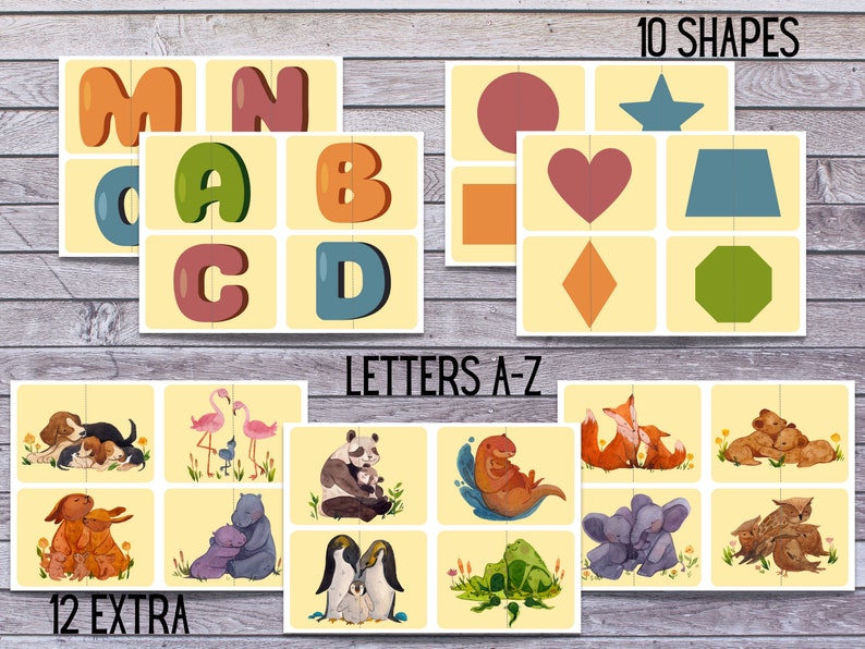 Animal Themed Matching Cards Bundle Toddler Matching - Etsy