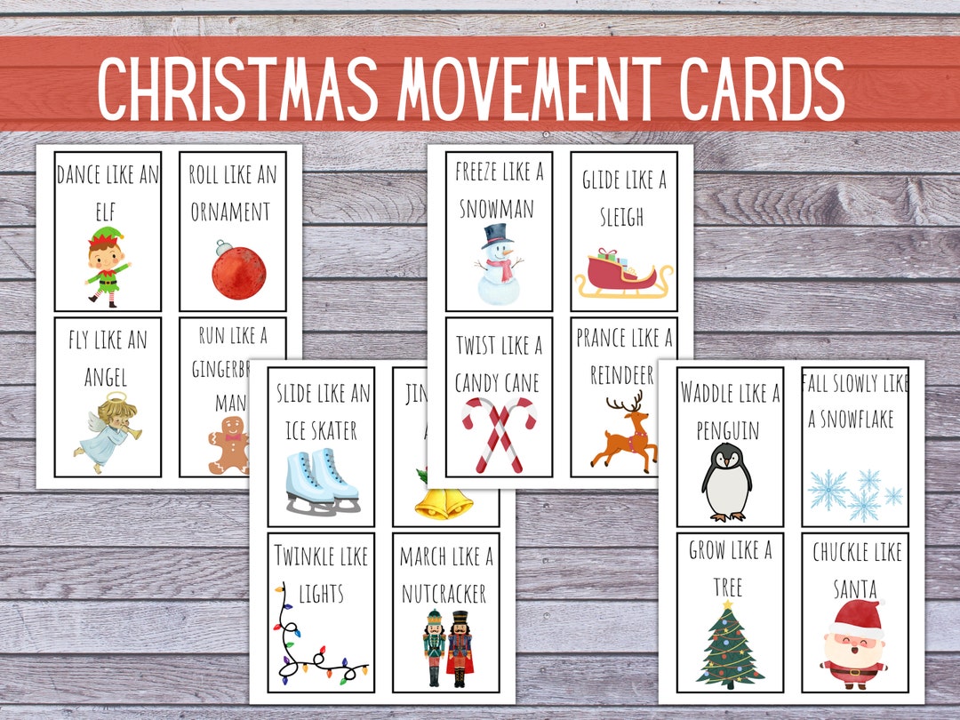 Christmas Movement Cards, Movement Activity, Action Cards, Preschool ...